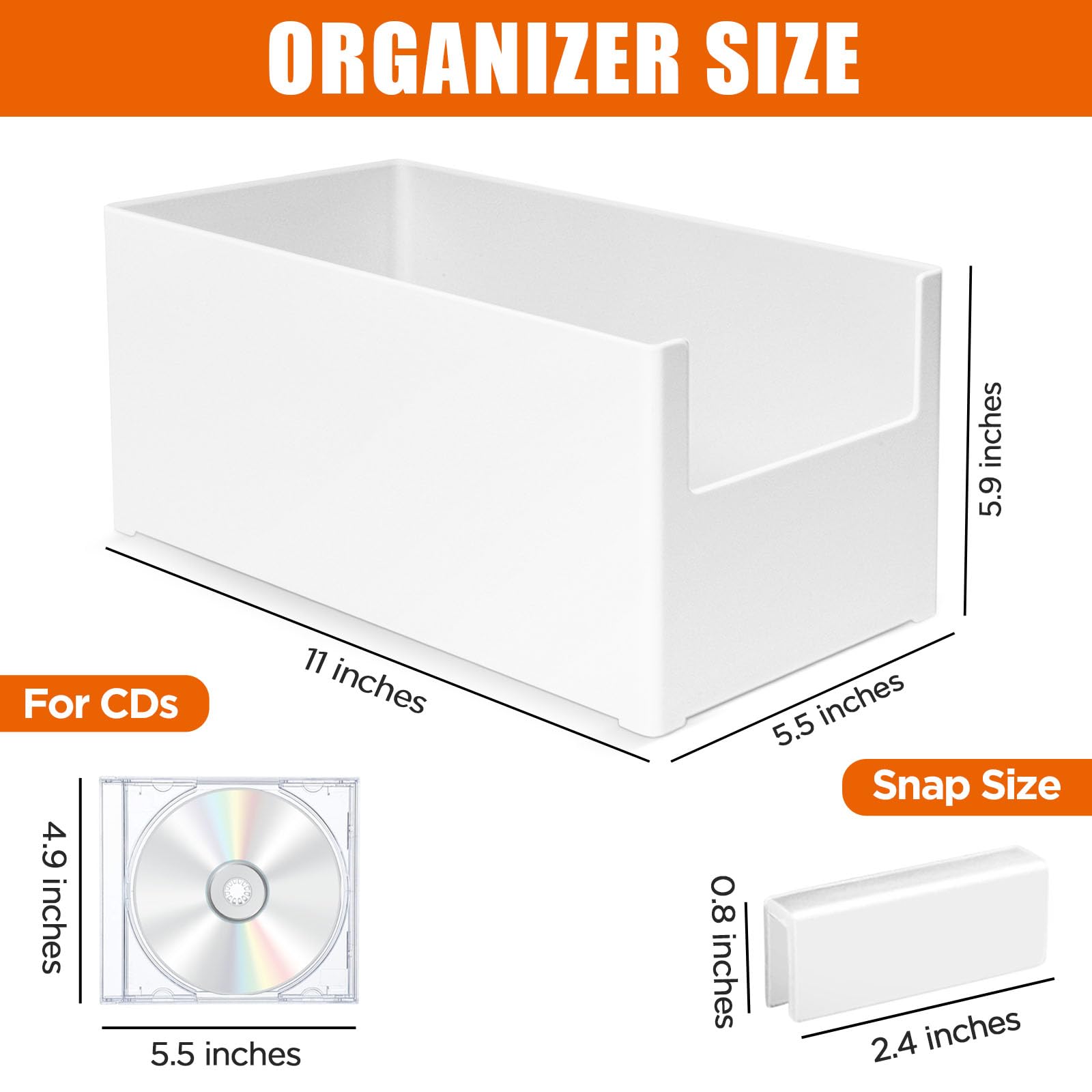 CD Storage Box, Stackable Plastic CD Organizer, Hold Up to 25 CDs, CD Storage Case for desk and Shelf