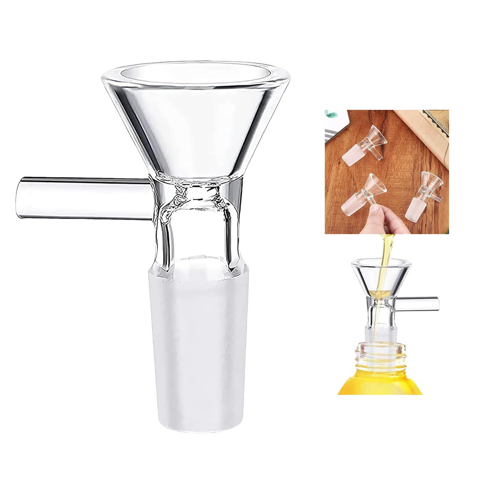 Glass Funnel, 14mm Small Glass Funnel, Clean Glass Funnel with Handle, Kitchen Mini Funnel for Filling Bottles, Portable Multipurpose Glass Funnel for Labs,Home Kitchen (Clear)