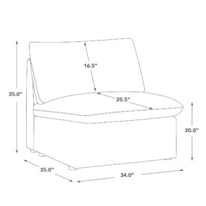 CHITA Modern Down Filled Upholstered Middle Armless Sofa for Sectional Modular Couch, Snow