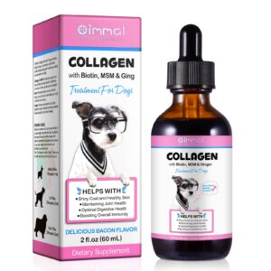 liquid collagen for dogs, natural liquid collagen drops for dogs supports dogs itch relief, skin & coat and joint health, dog collagen herbal drops, pet supplement multivitamin - bacon flavor / 2.02oz