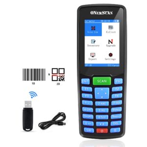 onewscan wireless barcode scanner, portable inventory scanner 1d&2d&pdf417 handheld bar code scanners for collector data terminal inventory device qr code reader with 2.8 inch tft color screen