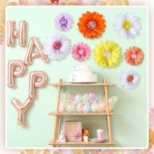 Affrolling 10 Pcs Boho Retro Daisy Tissue Paper Pom Poms Party Decorations 12" 8" Daisy Tissue Paper Flowers Wall Hanging Baby Shower Bridal Wedding Birthday Party Backdrop Classroom Decor