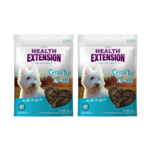 health extension heart-shaped crunchy biscuits, 12oz (340g) – buffalo recipe, gmo-free dog training treats for small breeds, added vitamins & minerals (pack of 2)