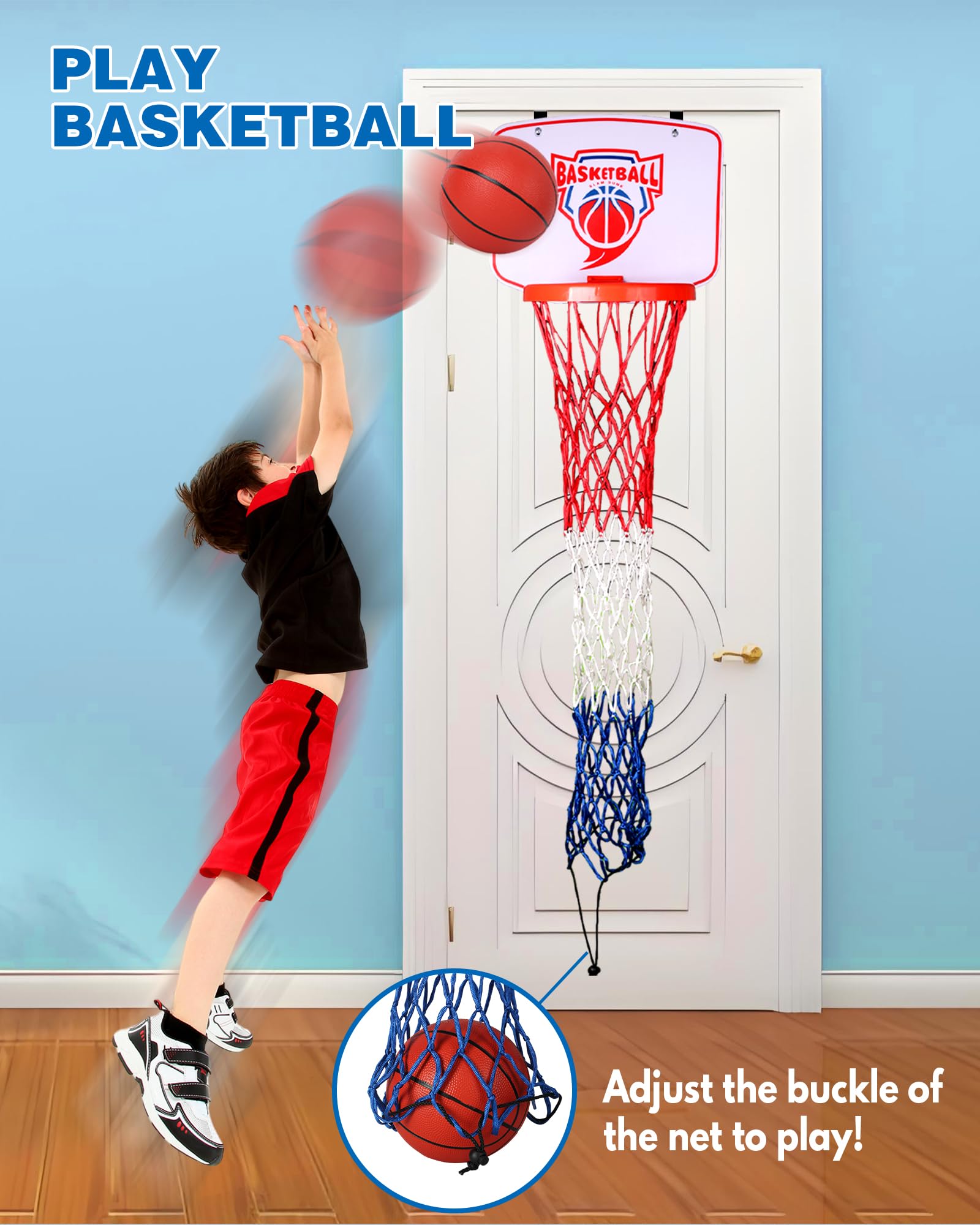 CT SPORTS Basketball Laundry Hamper for Kids - Slam Dunk Fun! Over The Door 2 In 1 Hanging Basketball Hoop Basketball Hamper Gift for Boys & Girls - Keeps Clothes Off the Floor & Encourages Tidiness