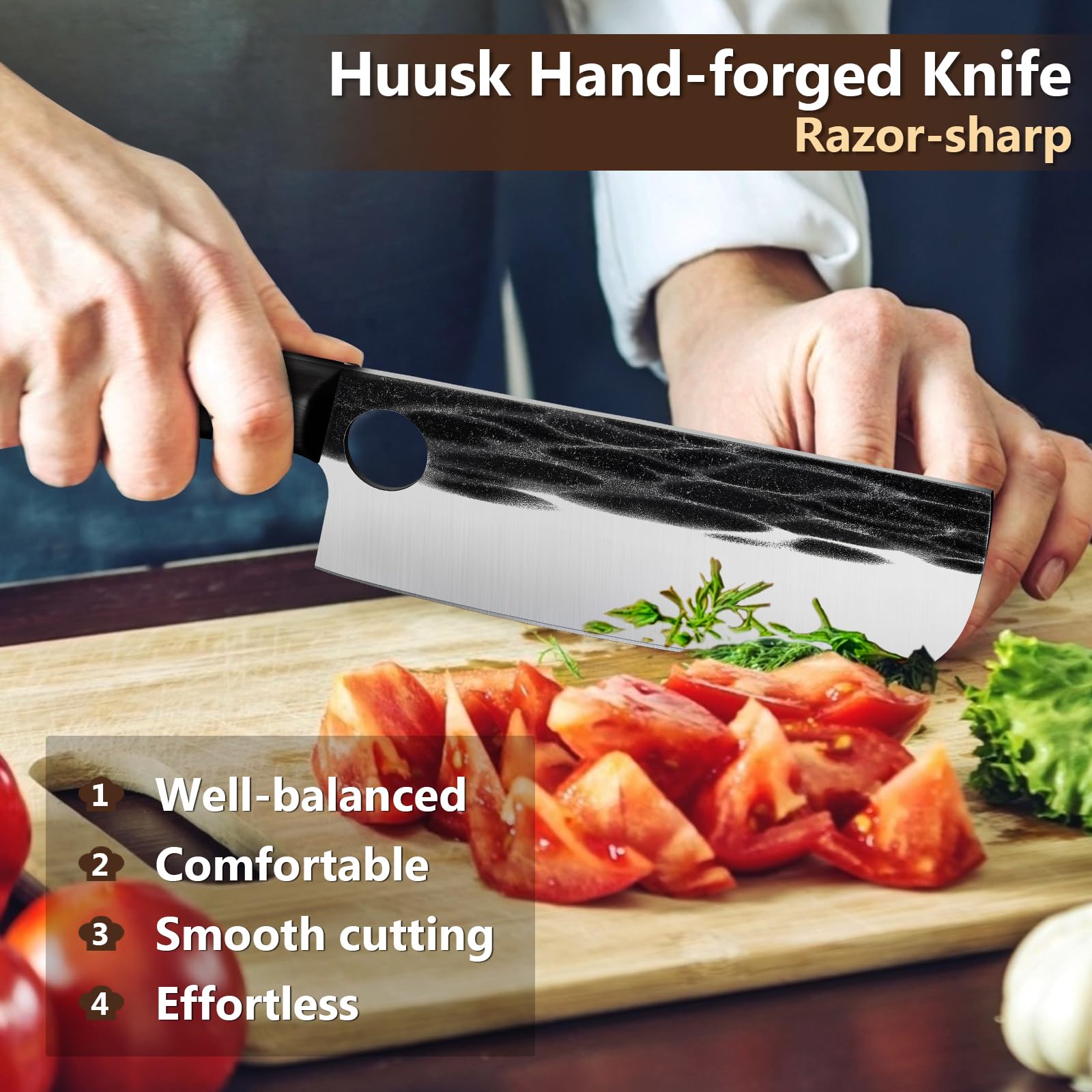 Huusk Meat Cleaver Knife 7 Inch Bundle With Nakiri Knife Vegetable Cleaver