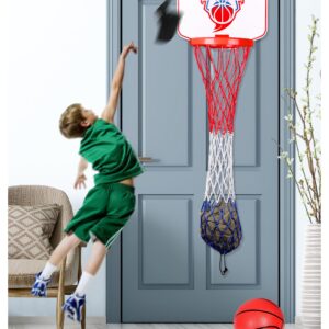 CT SPORTS Basketball Laundry Hamper for Kids - Slam Dunk Fun! Over The Door 2 In 1 Hanging Basketball Hoop Basketball Hamper Gift for Boys & Girls - Keeps Clothes Off the Floor & Encourages Tidiness