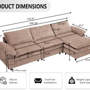 Suheww Sectional Couches for Living Room, L Shaped Sofas Modern Deep Seat Cloud Sofa Sectional, Oversized Cloud Couch Modular Sectional Sofa Couches for Living Room