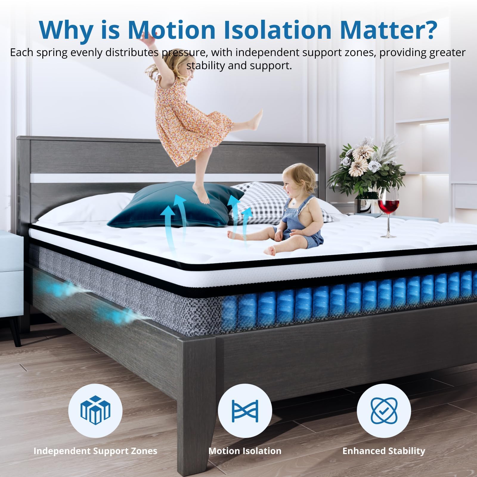 Skyday Full Mattresses, 10 Inch Cooling Full Size Mattresses in A Box, Gel Memory Foam Hybrid Mattress for Motion Isolation, Pressure Relief,Medium Firm, Breathable, CertiPUR-US, 75"x 54"x10"