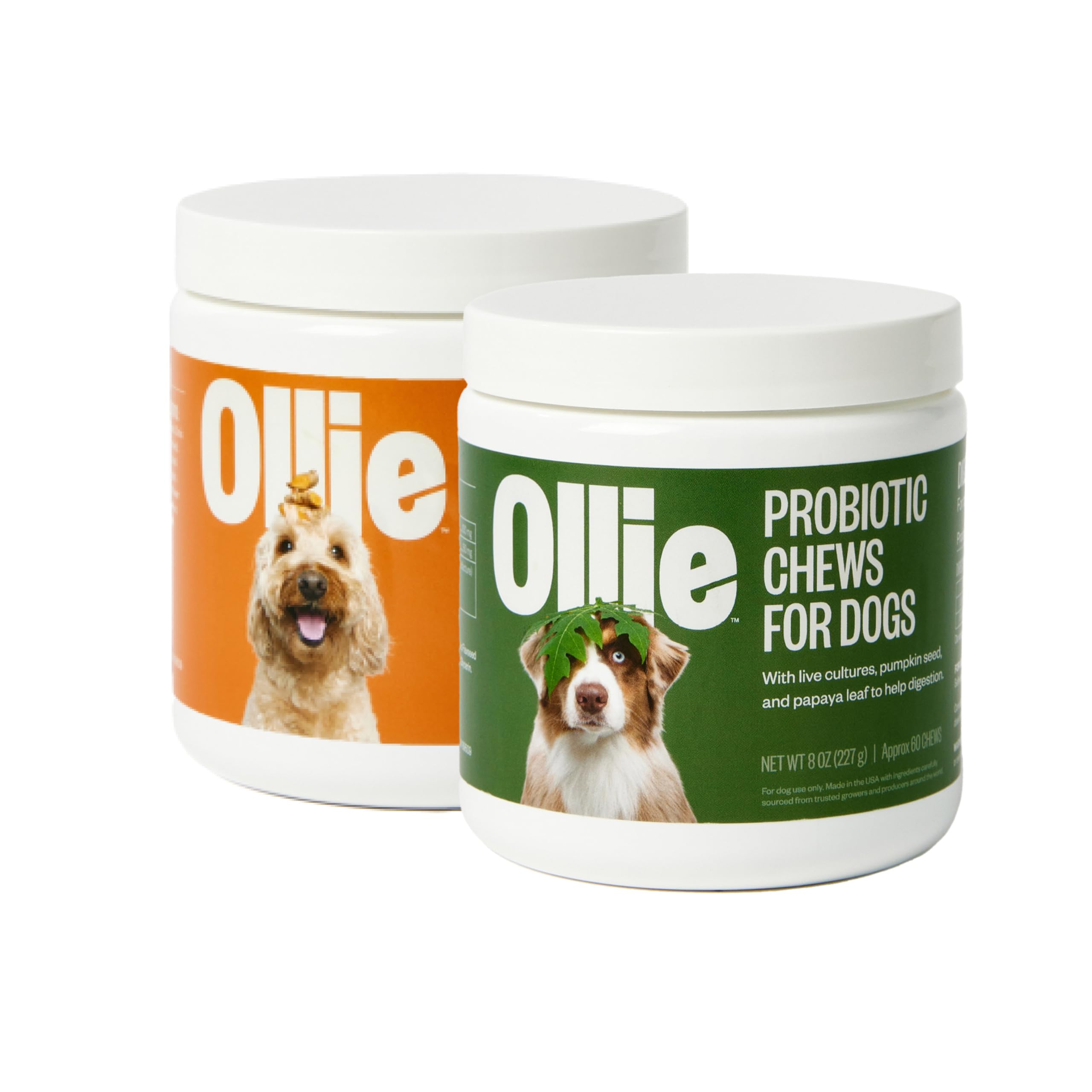 Ollie Belly Rubs Dog Probiotic Chews - Probiotics for Dogs and Ollie Zoomies Dog Hip and Joint Supplement - Glucosamine for Dogs