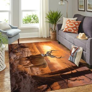 Deer Hunting Rug, Rustic Cabin Rug, Farmhouse Rug, Bear Rug, Deer Antler Animal Rugs 3x5 4x6 5x7ft Living Room Carpet Floor Decor Home Decor H100