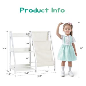 infurnic 3 Tier Kids Bookshelf Baby Toddler Bookshelf and Toy Storage Organizer for Kids, Kids Bookcase Nursery Book Shelf for Kids Room, Bedroom, Playroom and Nursery, White