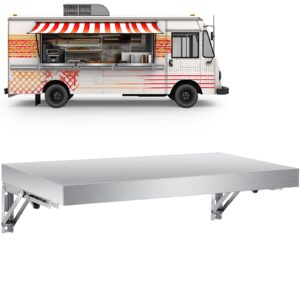 vercraft 1 pack stainless steel shelf folding concession wall mounted shelves commercial serving stand shelves for food truck trailer windows restaurant kitchen home utility room garage (12"x47")