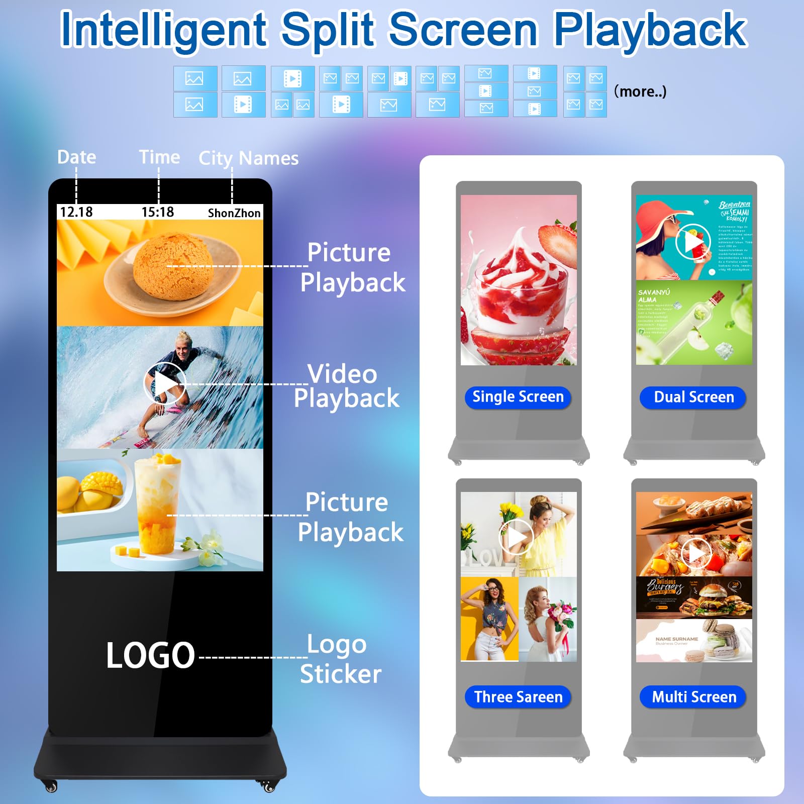 ZLPOWER 65" Digital Kiosk Non Touchscreen Digital Signage Kiosks Interactive Displays Floor Standing 4K IPS LCD Screen Commercial Totem with Android 11 System Interactive Advertising Media Player