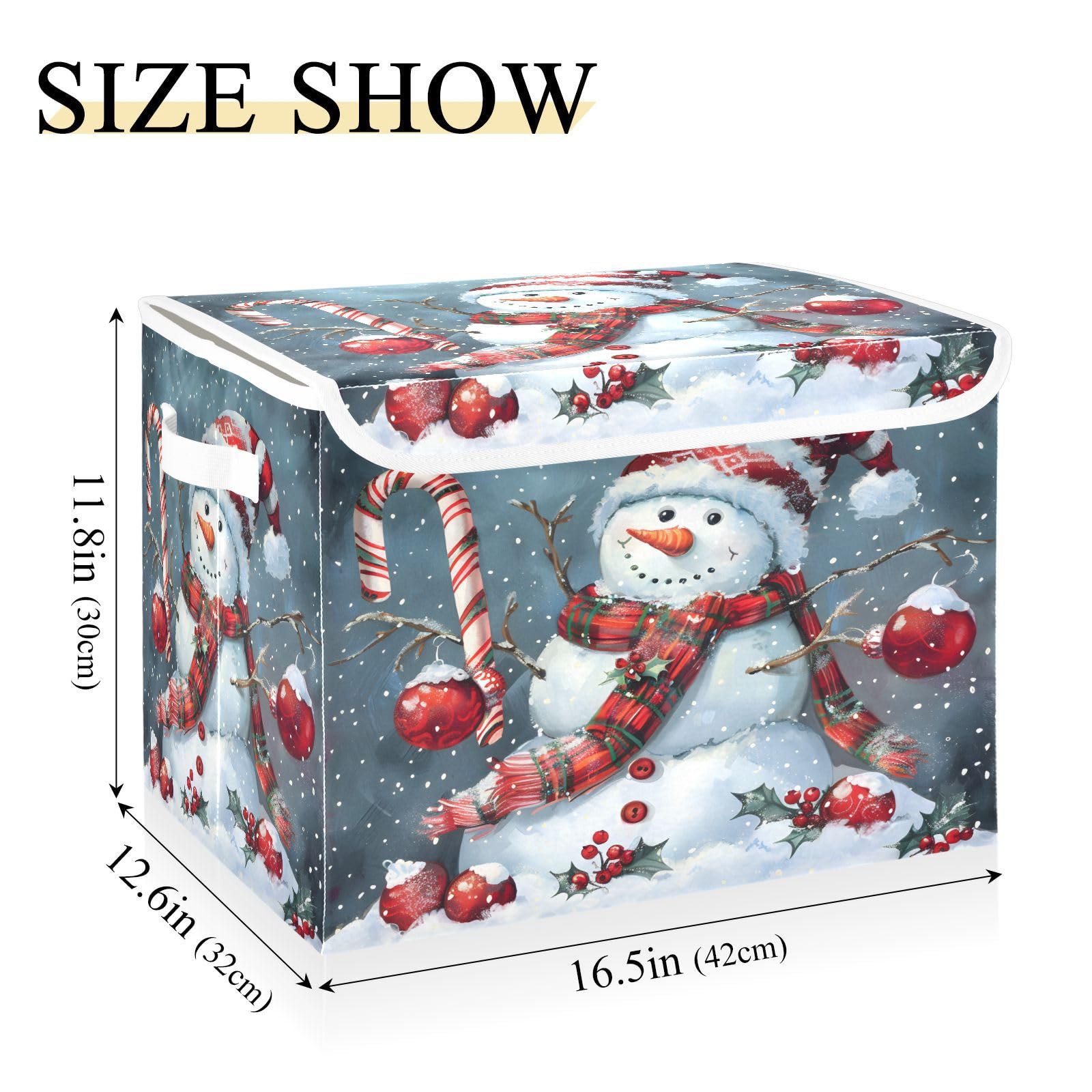 senya Christmas Baskets Collapsible Storage Bins with Lids, Christmas Snowman Candy Storage Boxes Clothes Baskets for Organizing