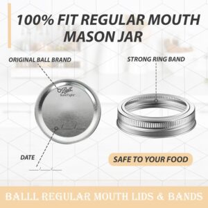 48Pcs Premium Canning Lids with Rings Regular Mouth - (24 Lids + 24 Bands for Regular Mouth Mason Jar) - Ball Regular Mouth Lids with Bands For Canning, Fermenting, Pickling, Freezing and Storage