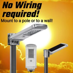 Commercial Heavy Duty LED Solar Street Light, Dusk to Dawn, 6000K, LED Motion Sensor Light for Yard, 10W