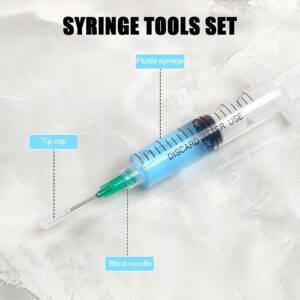 Glue Applicator Syringe Blunt Tip Needle and Cap, with Soft Plastic Tube, Suitable for Ink, Epoxy, Woodworking, Craft, Liquid Dispensing