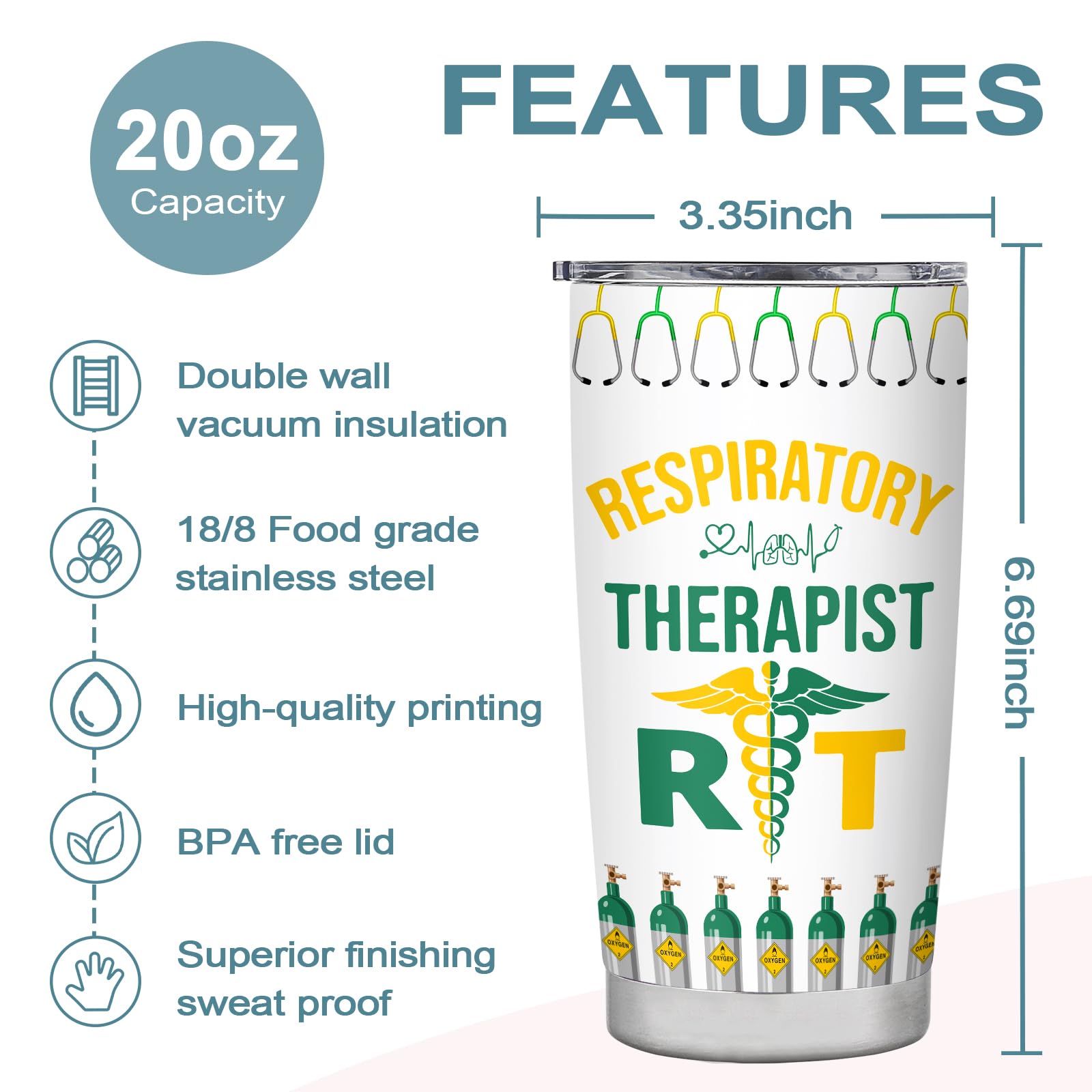 Respiratory Therapist Gifts Tumbler,RT Week Gifts,Therapist Gifts,Gifts for Rt On Respiratory Care Week,Birthday Christmas Appreciation Thank You Gifts for Respiratory Therapist Coffee Tumbler 20oz