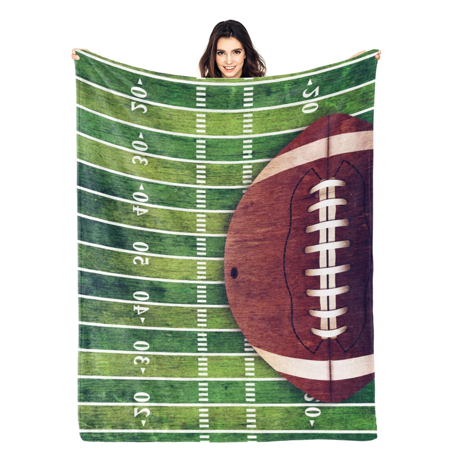 Football Blanket Soft Warm Football Throw Blanket for Couch Lightweight Cozy Football Lovers Bed Blankets & Throws for Living Room Decor Football Gifts for Kids 50"x40"