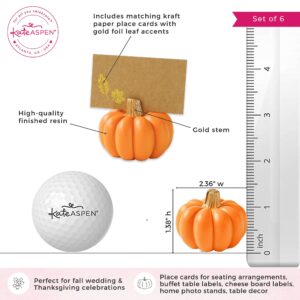 Kate Aspen Fall Decor Mini Orange Pumpkin Place Card Holder (Set of 6), Perfect for Thanksgiving Table Decor, Fall Themed Weddings, Bridal Brunches