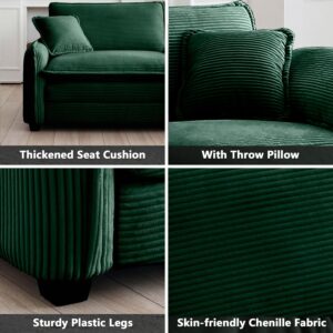 Imseigo Modern Sectional Sofa Modular Deep 2-Seat Sofa Couch, Corduroy Sofa Set Sleeper Comfy Upholstered Furniture for Living Room, Office (Green, 2 Seater)