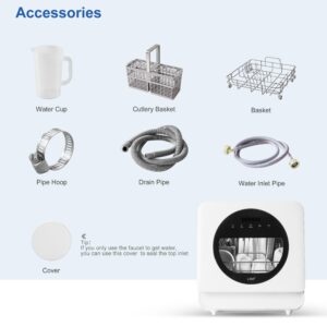 LMP Dishwasher, Tabletop Dishwasher, Portable Dishwasher With 4.5L Water Tank, Mini Dishwasher With 6 Programs, Dishwasher With 360° Double Spray, Air Drying Function