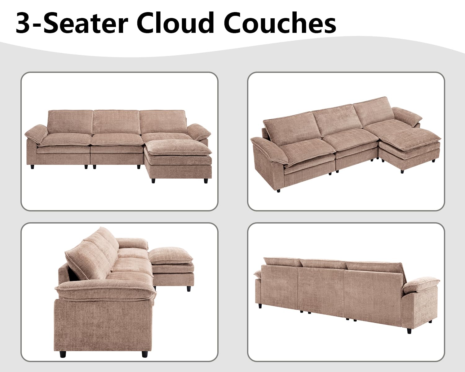 Suheww Sectional Couches for Living Room, L Shaped Sofas Modern Deep Seat Cloud Sofa Sectional, Oversized Cloud Couch Modular Sectional Sofa Couches for Living Room