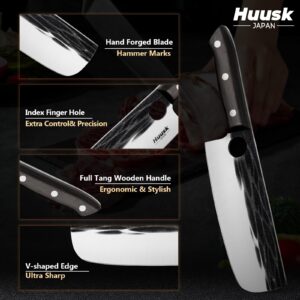 Huusk Meat Cleaver Knife 7 Inch Bundle With Nakiri Knife Vegetable Cleaver