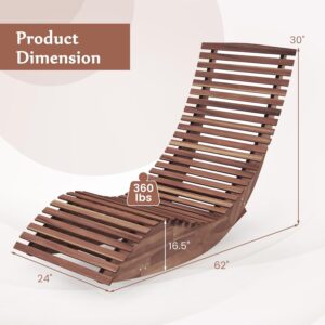 Nightcore Rocking Outdoor Lounger Chair with Slatted Design, Acacia Wood Outdoor Lounger with High Back, Outdoor Wooden Sun Lounger for Backyard, Sunbathing, Garden (2)