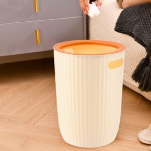 Wastebasket Large Capacity Household Pressure Ring Bathroom Toilet Living Room Kitchen Bedroom Office Waste Tissue Baskets for Under Desk Small Trash Can (Orange)