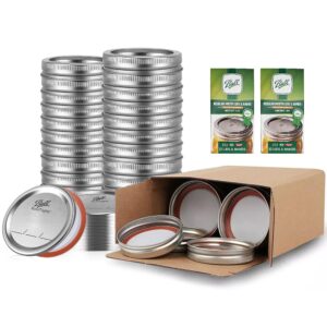 48pcs premium canning lids with rings regular mouth - (24 lids + 24 bands for regular mouth mason jar) - ball regular mouth lids with bands for canning, fermenting, pickling, freezing and storage