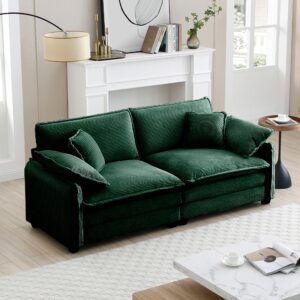 imseigo modern sectional sofa modular deep 2-seat sofa couch, corduroy sofa set sleeper comfy upholstered furniture for living room, office (green, 2 seater)