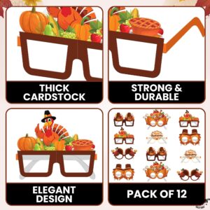 KatchOn, Happy Thanksgiving Glasses - Pack of 12 | Fall Thanksgiving Party Favors for Thanksgiving Party Decorations | Turkey Glasses, Thanksgiving Photo Booth Props | Fall Thanksgiving Decorations