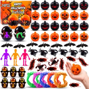 144 pcs halloween party favors for kids 24 pack prefilled halloween pumpkin with halloween toys, halloween treats for kids, halloween goodie bag stuffers,halloween classroom prizes