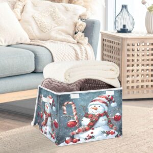 senya Christmas Baskets Collapsible Storage Bins with Lids, Christmas Snowman Candy Storage Boxes Clothes Baskets for Organizing