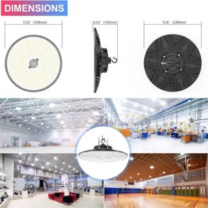 OPENLUX 9 Pack 150W UFO LED High Bay Light 22,500lm 5000K UL Listed Dimmable High Bay LED Shop Light (Dimmer Remote Controller Included) LED Warehouse Lights 5' Cable AC 100-277V