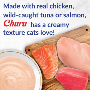 INABA Churu for Senior 10+, Creamy Lickable Cat Treats with Taurine, Vitamin E & C, 0.5 Ounces Each, 40 Tubes, Tuna & Chicken Variety