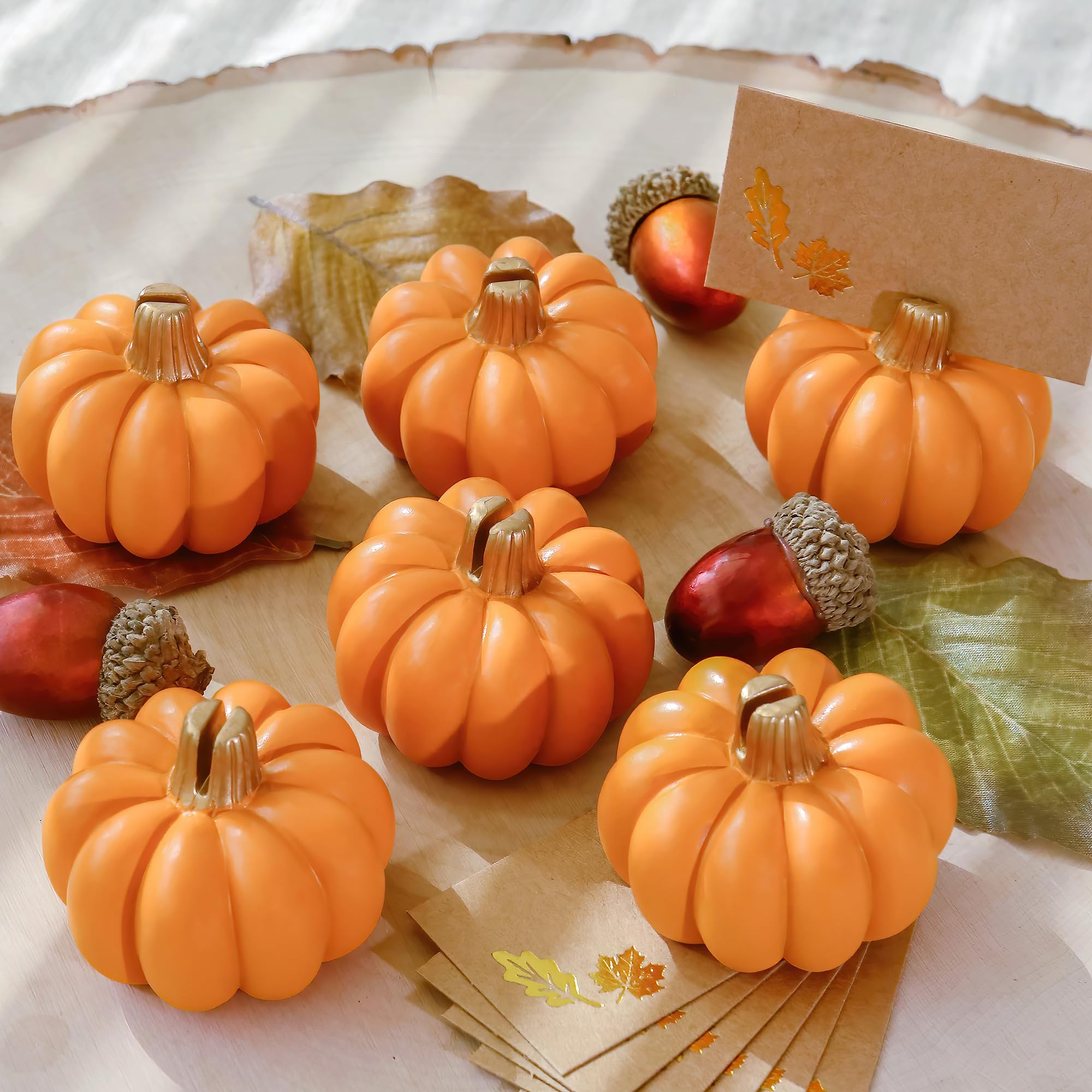 Kate Aspen Fall Decor Mini Orange Pumpkin Place Card Holder (Set of 6), Perfect for Thanksgiving Table Decor, Fall Themed Weddings, Bridal Brunches