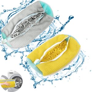 dymeist 2pcs shoe wash bag home machine washing anti-distortion shoe wash bag reusable shoe bag care bag(grey and yellow)