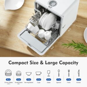 LMP Dishwasher, Tabletop Dishwasher, Portable Dishwasher With 4.5L Water Tank, Mini Dishwasher With 6 Programs, Dishwasher With 360° Double Spray, Air Drying Function