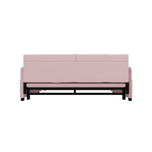 FANYE Queen Size Loveseat Sleeper Sofa Bed,Oversized Convertible Love Seats Sofabed W/Pull Out Sleep Couch and Padded Armrests for Living Room, Velvet Upholstered Lounge Daybed