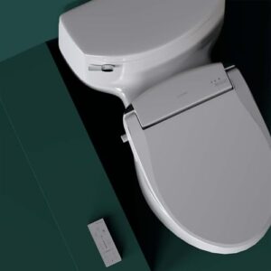 Bidet Toilet Seat Fits Elongated Toilets Oscillating Stainless-Steel Nozzle Warm Air Dryer Ambient Nightlight White Plastic