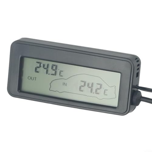 Car Thermometer, Reads Inside & Out Temperature, Celsius and Fahrenheit Conversion, 12v digital backlight LCD car Thermometer