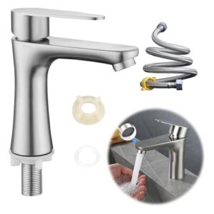 SZYDD Kitchen Faucet Single Levers Bathroom Tap with 60cm Hose Stainless Steels Cold Water Tap Bath Sink Faucet Kitchen Sink Accessories