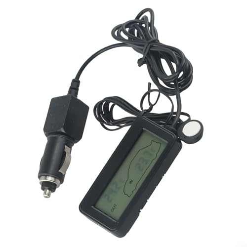 Car Thermometer, Reads Inside & Out Temperature, Celsius and Fahrenheit Conversion, 12v digital backlight LCD car Thermometer