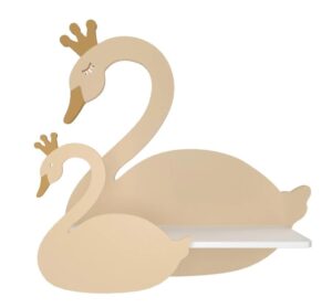 bugybagy decorative rabbit floating wall mounted shelf for bathroom, bedroom, living room, kitchen, dining room, entryway (beige swan)