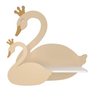 BugyBagy Decorative Rabbit Floating Wall Mounted Shelf for Bathroom, Bedroom, Living Room, Kitchen, Dining Room, Entryway (Beige Swan)