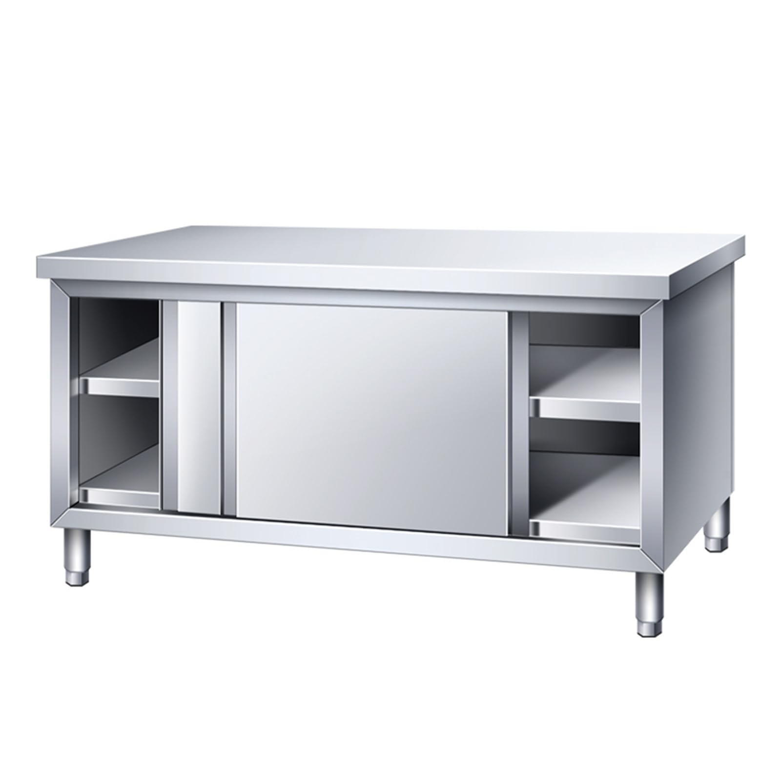 Stainless Steel Work Table Commercial Heavy Duty Prep Table Prep Table with Sliding Doors Kitchen Dining Room Worktop Storage Large Storage(80x50x80cm)