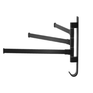 Apexare Swivel Towel Rack, 3 Poles Rotating Folding Wall Mounted Space Aluminum Bath Towel Hanger, Matte Black Drying Holder, for Bathrooms, Balconies, Kitchens, Laundry Rooms