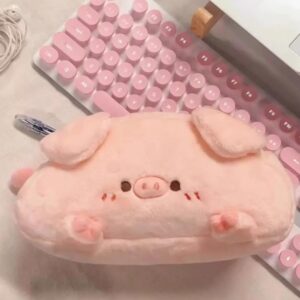 XZR Cute Pen Bag Case Box Stocking Stuffers Cute Creative Plush Animal Cartoon Large Capacity Pig Zipper Organizer Storage Bag Box Nice Gift